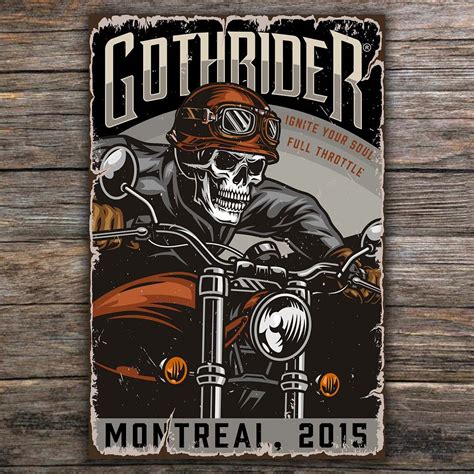 Gothrider Full Throttle Retro Metal Plaque Sign Gothrider®