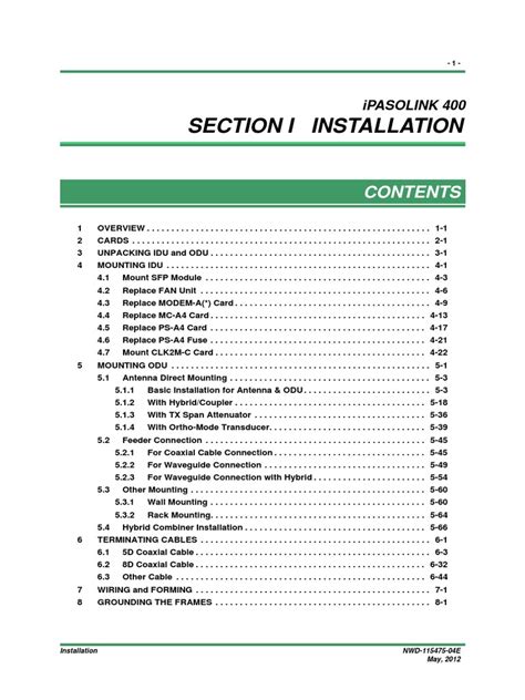 Installation Ipasolink 400 Pdf Electronics Equipment