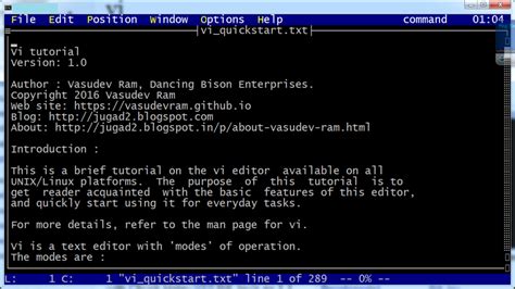 A Vi Editor Quick Start Tutorial