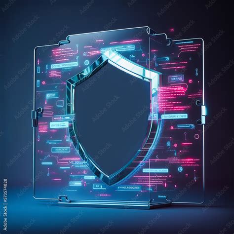 Generative Ai Illustration Of Futuristic Data Security Shield Sign Stock Illustration Adobe Stock