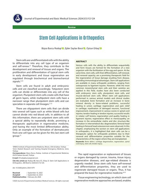 Pdf Stem Cell Applications In Orthopedics