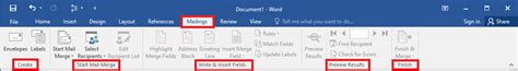 MS Word Mailings Tab
