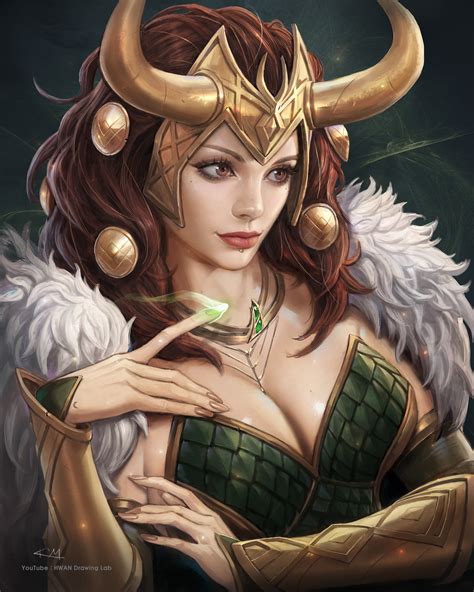 Green Clothing Kim Sung Hwan Horns Genderswap Loki Fur Drawing