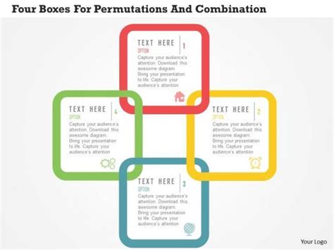 Business Diagram Four Boxes For Permutations And Combination