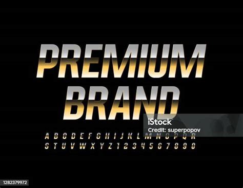 벡터 럭셔리 템플릿 프리미엄 브랜드 메탈릭 골드 알파벳 문자 및 숫자 고급에 대한 스톡 벡터 아트 및 기타 이미지 고급