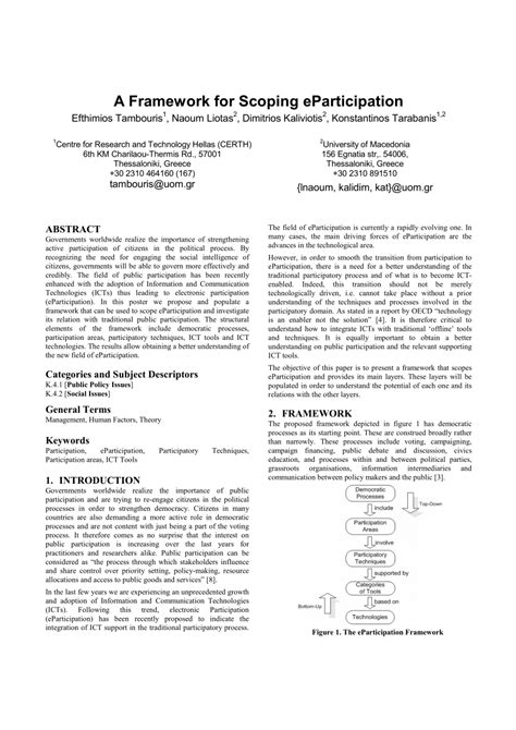 Pdf A Framework For Scoping Eparticipation