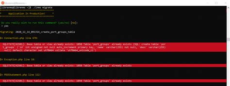 LibreNMS Error Port Groups Base Table Or View Already Exists