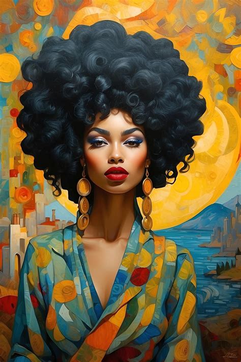 Afro Art Paintings Afro Women Drawing Painting Afro Hair