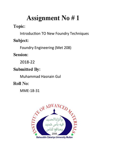 Assignment No 1 Topic Subject Session Submitted By Roll No Pdf
