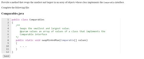solved complete the following method so that it swaps the
