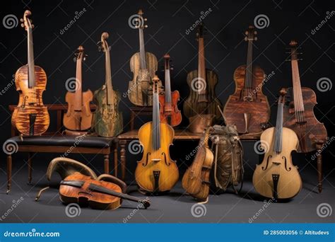 Collection Of Rare Antique String Instruments Stock Illustration