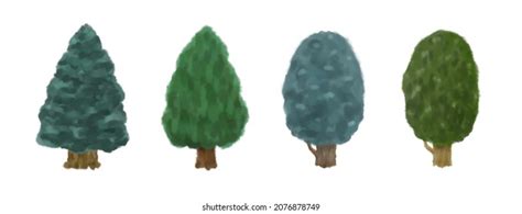 Watercolor Illustration Trees Cute Atmosphere Stock Illustration