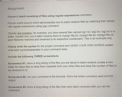 solved assignment research batch renaming of files using