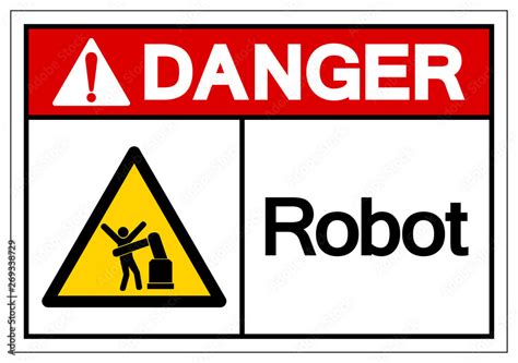 Danger Robot Symbol Sign Vector Illustration Isolate On White
