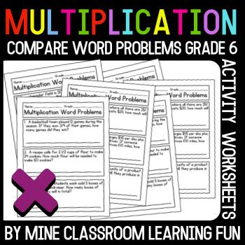 Multiplication Word Problems Worksheets 6th Grade Tpt