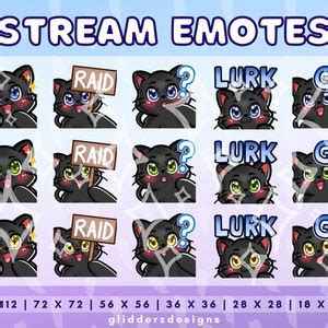 Black Cat Emotes Twitch Jumbo Pack 20 Black Cat Twitch Emotes Twitch