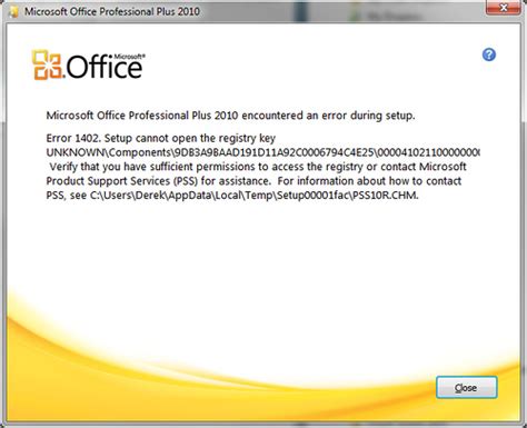 Office 2010 Error During Setup