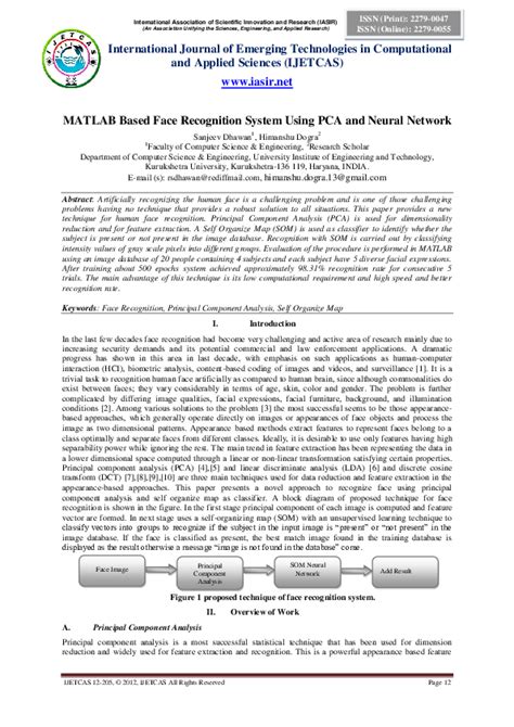 Pdf Matlab Based Face Recognition System Using Pca And Neural Network