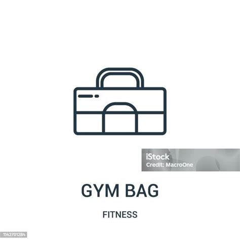 피트 니스 컬렉션에서 체육관 가방 아이콘 벡터입니다 얇은 라인 체육관 가방 개요 아이콘 벡터 일러스트 레이 션입니다 웹 및 모바일 앱 로고 인쇄 미디어에 사용할 선형