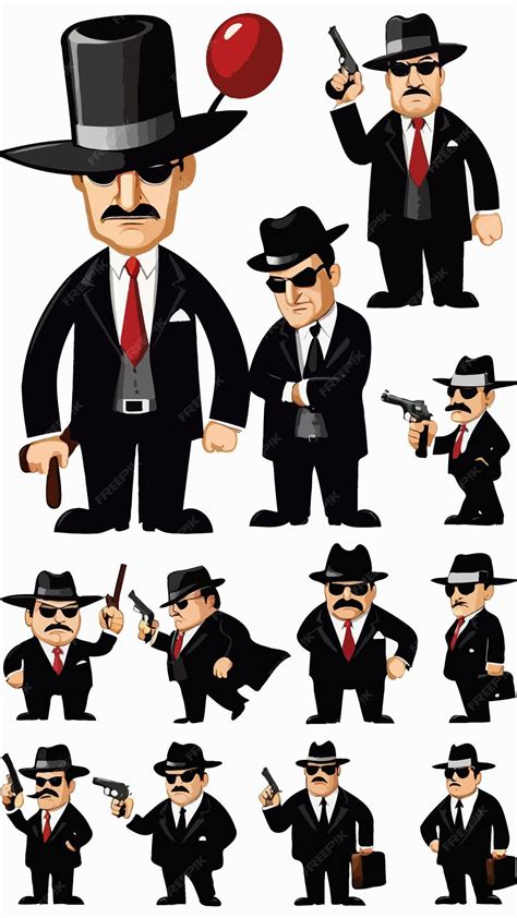 A Collection Of Mafias Cartoon Drawing Illustration Artwork Vector