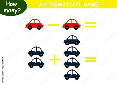 Examples Of Addition And Subtraction With Cars Educational Page With Mathematical Examples For