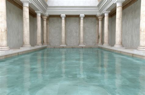 elegant indoor swimming pool with classical architecture stock