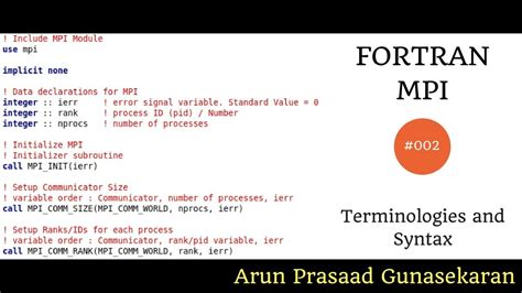 Fortran With Mpi 002 Terminologies And Syntax Youtube