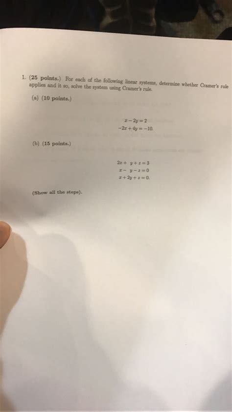 Solved For Each Of The Following Linear Systems Determine Chegg