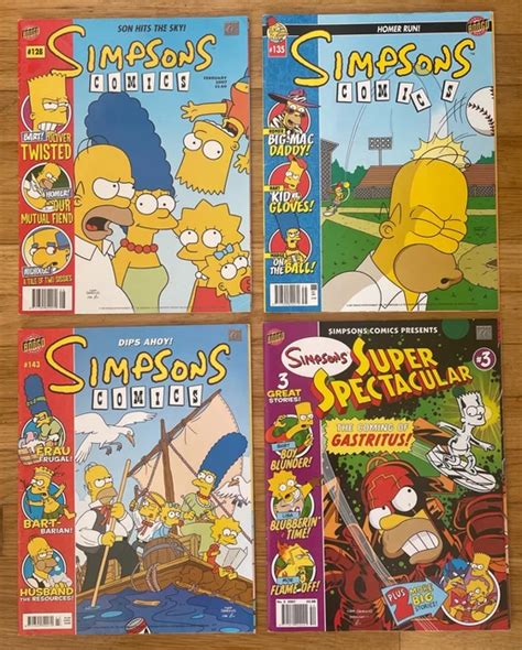 Uk Simpsons Comic Book Lot W Posters Bongo Comics 128 135 143
