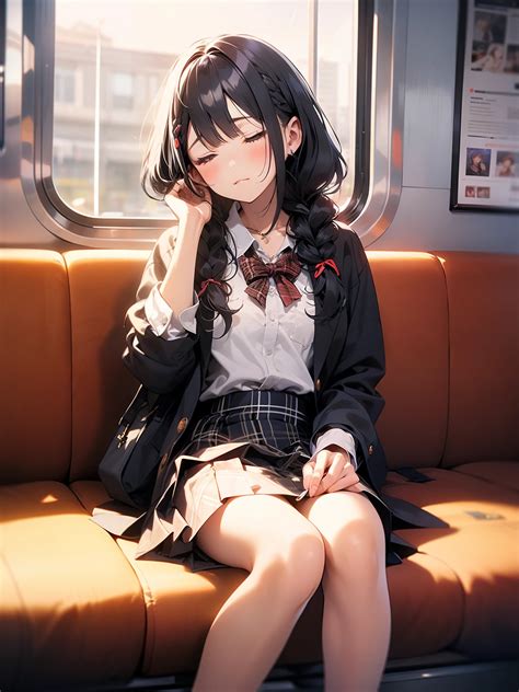 Black Haired Schoolgirl、on The Train、sheer Panties、low Angles Seaart Ai