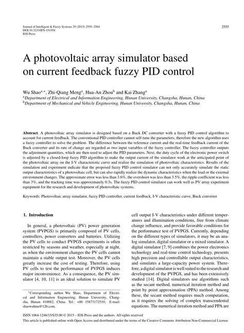 Pdf A Photovoltaic Array Simulator Based On Current Feedback Fuzzy
