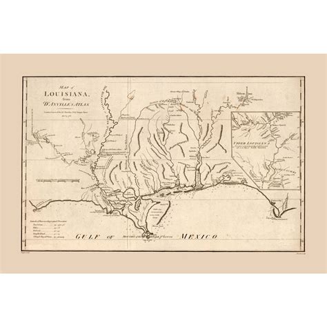 Historic State Map Louisiana Danville 1788 3420 X 23 Vintage