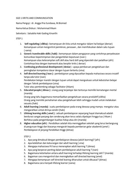 Sgd 1 Kritis And Communication Pdf