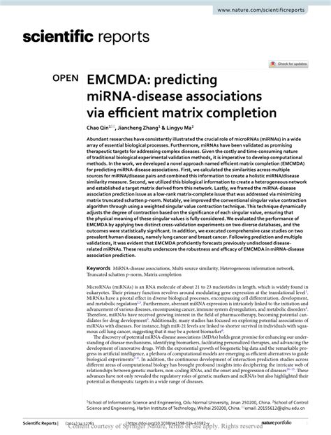 Pdf Emcmda Predicting Mirna Disease Associations Via Efficient Matrix Completion