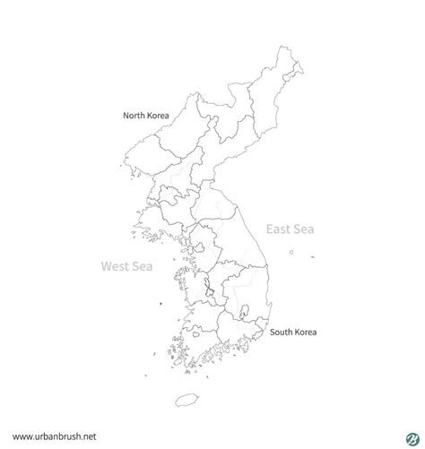 한반도 구역 지도 일러스트 Ai 다운로드 Download Korean Peninsula Area Map 어반브러시