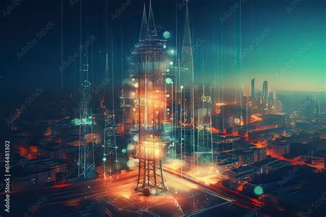 Base Station Signal Towers In Cities Ai Technology Generated Image Stock Illustration Adobe Stock