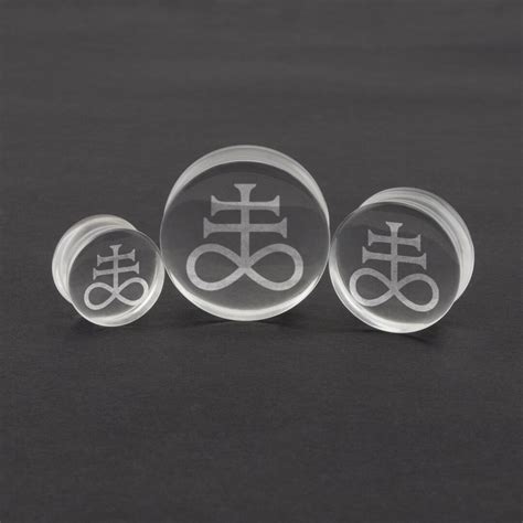 Leviathan Cross Clear Glass Ear Plug Laser Engraved Pyrex Stretcher Ear