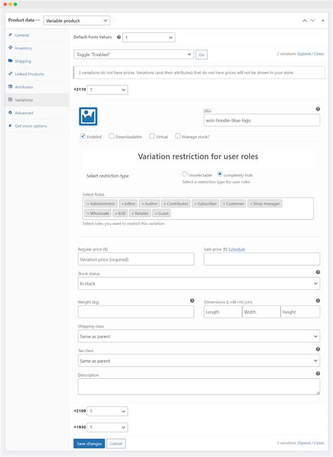How To Apply User Role Restrictions For Product Variations In