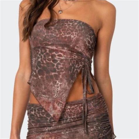 Edikted Leopard Print Mesh Top Worn Once Edikted Depop
