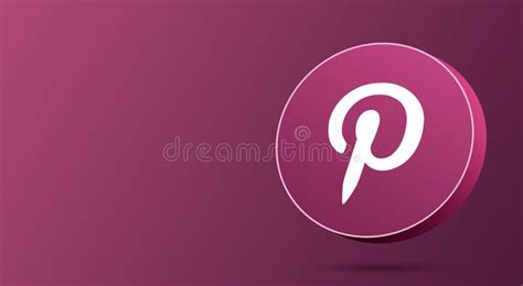 Pinterest Logo Minimal Design On The Round Button 3d Render Social Media Icon Editorial Stock