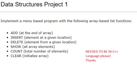 Solved Data Structures Project 1 Implement A Menu Based