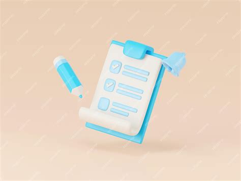 Premium Photo 3d Render Of Checklist Clipboard And Pencil
