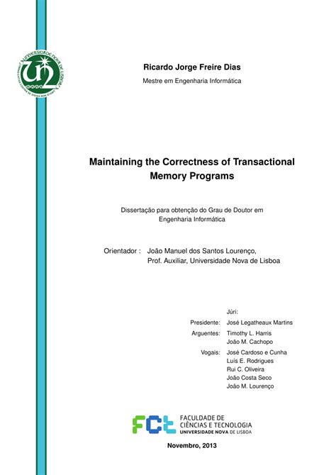 Pdf Maintaining The Correctness Of Transactional Memory Programs
