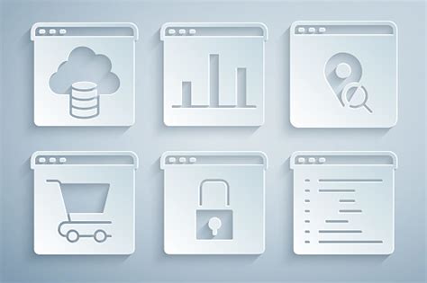 Ssl 도시 지도의 인포그래픽 화면의 온라인 쇼핑 브라우저 창 그래프 차트 인포그래픽 및 클라우드 기술 데이터 전송 아이콘으로 사이트 보안을 설정합니다 벡터 0