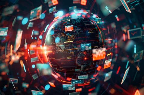 Global Network Connecting Data Around Digital Earth Showing Global Business Stock Image Image