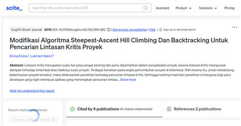 Modifikasi Algoritma Steepest Ascent Hill Climbing Dan Backtracking Untuk Pencarian Lintasan