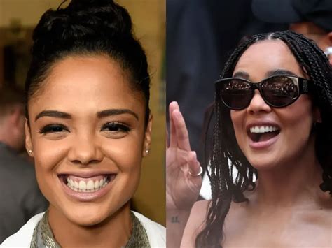 Tessa Thompson Naeratus Sama Võimas Kui Valkyrie Mõõk