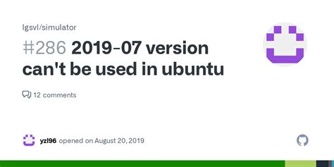 2019 07 Version Cant Be Used In Ubuntu · Issue 286 · Lgsvlsimulator
