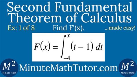 Second Fundamental Theorem Of Calculus Ex 1 Of 8 F X Integral From 4 To X Of T 1 Dt