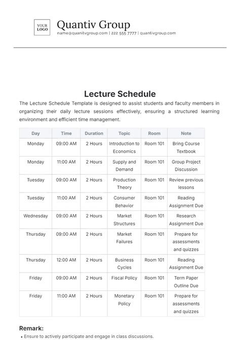 Free Lecture Schedule Template To Edit Online